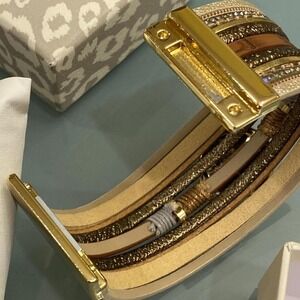 SAACHI | Jewelry | New Saachi Bracelet Layered Gold Magnet Cuff ...